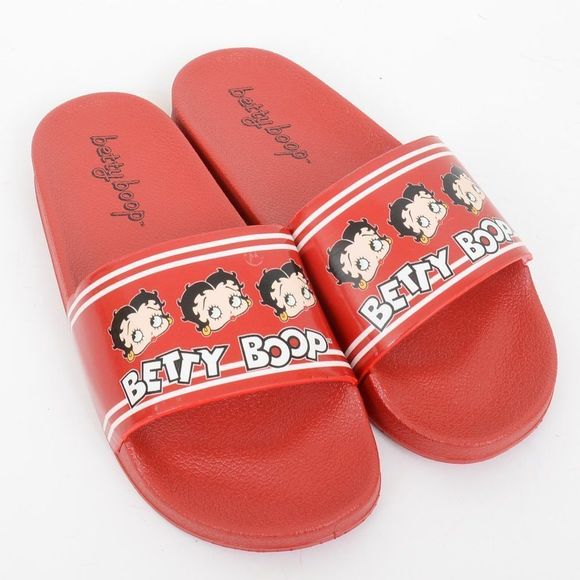 Betty Boop | Shoes | New Bettyboop Red Footbed Slide Sandals Womens ...